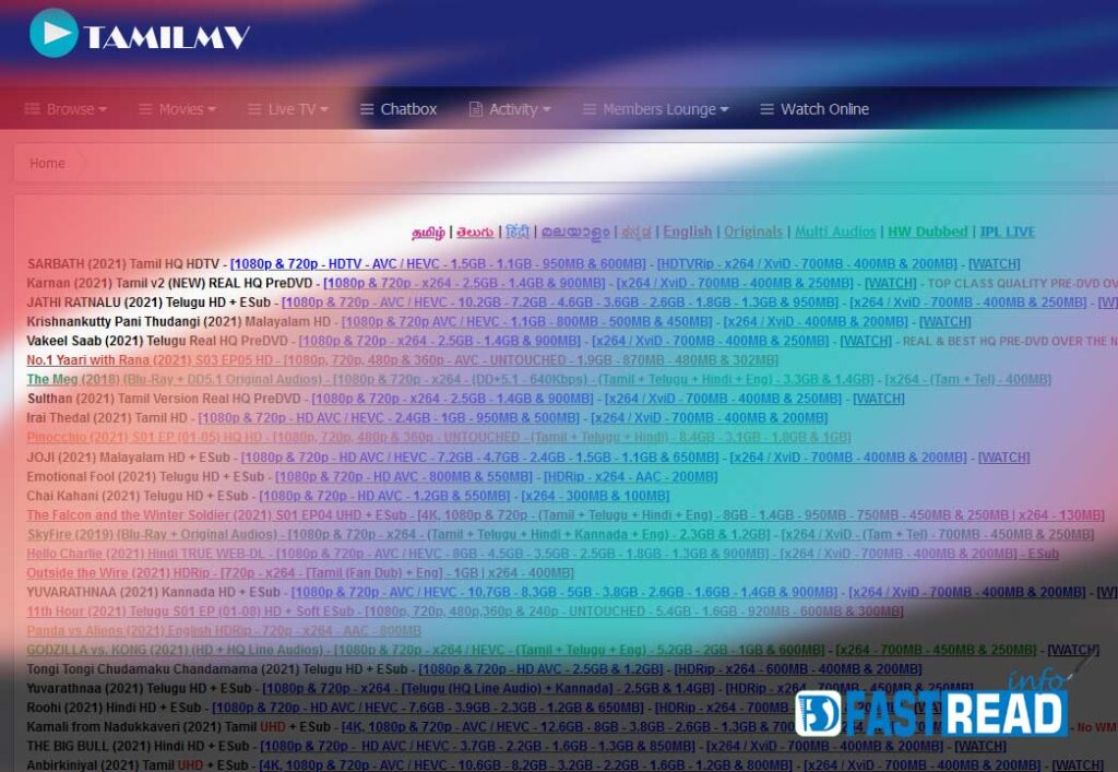 TamilMV Movie Telugu Tamil Hindi Movie Download HD Illegal Website